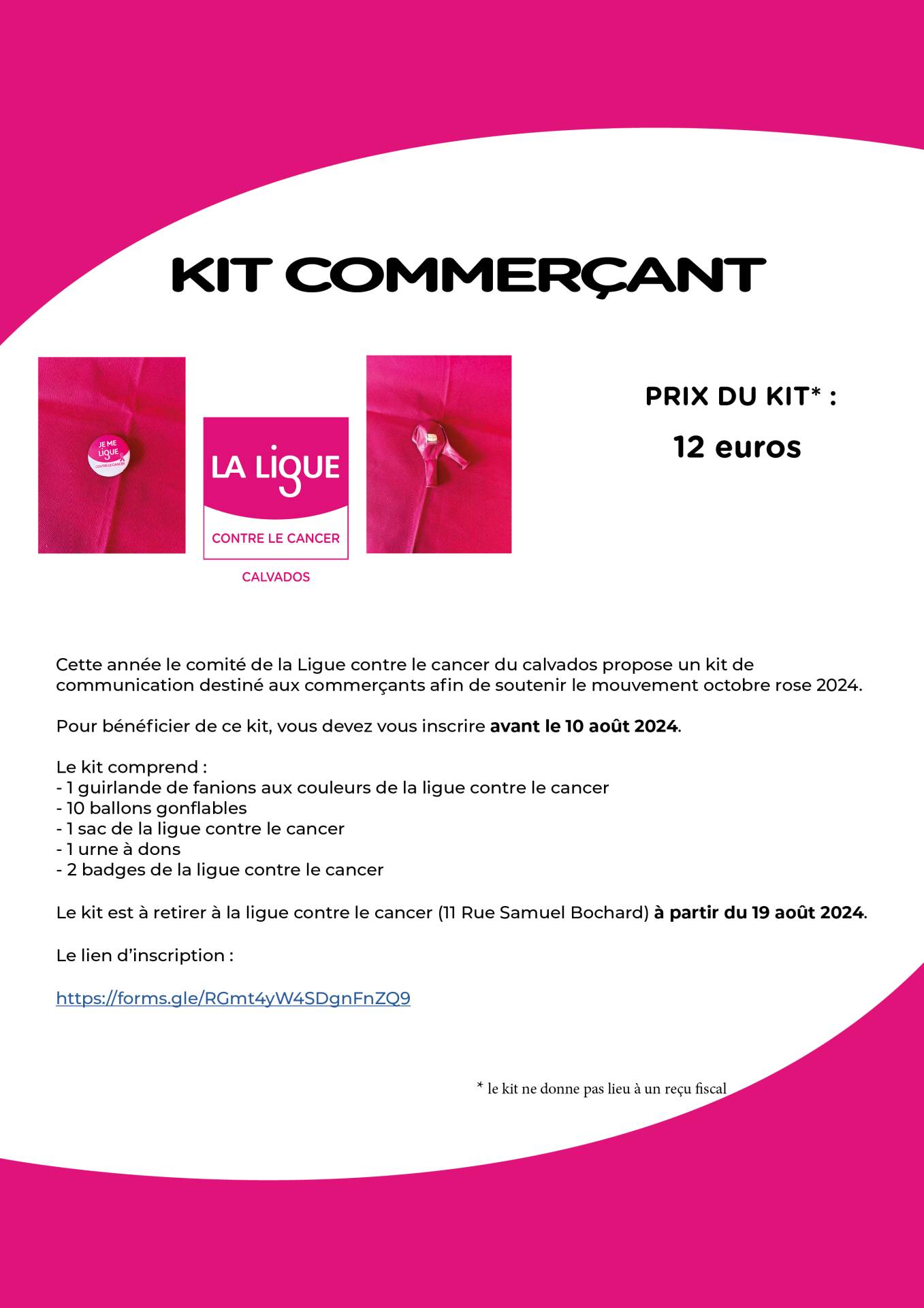 Kit commerçant Octobre Rose 2024 | Ligue contre le cancer