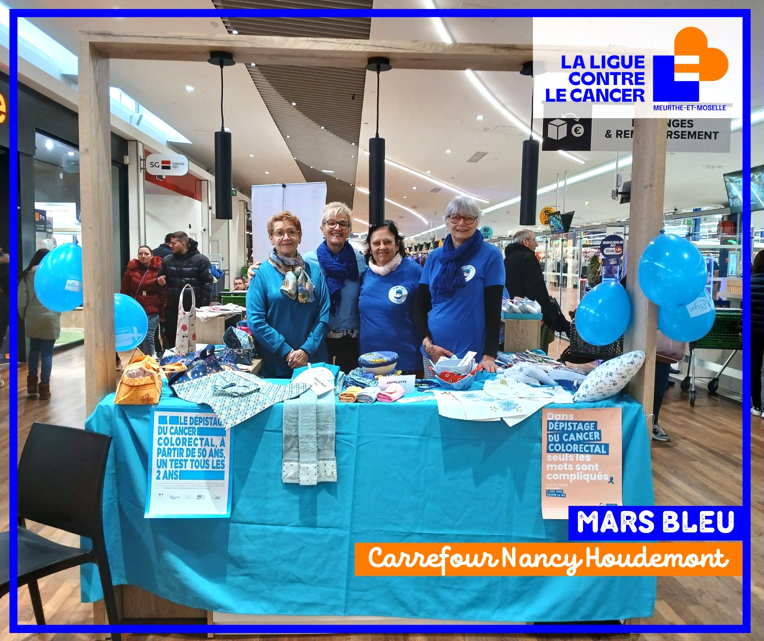 Centre commercial Carrefour Nancy - Mars Bleu 2025 | Ligue contre le cancer